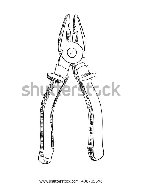 Vector Sketch Pliers Hand Draw Illustration Stock Vector (Royalty Free ...
