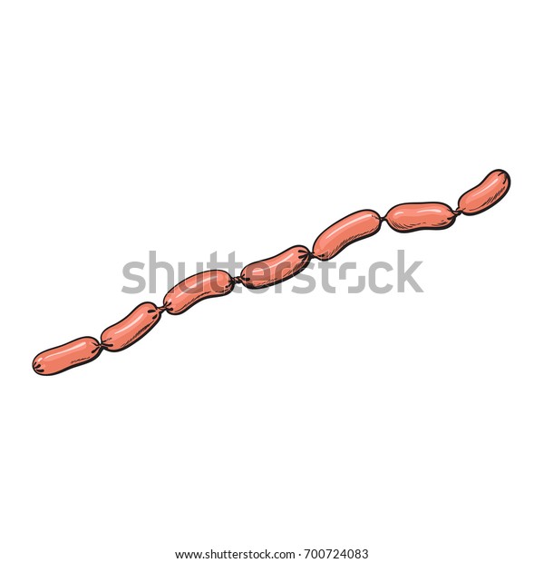 Vector Sketch Sausages Chain Cartoon Isolated Stock Vector (Royalty ...