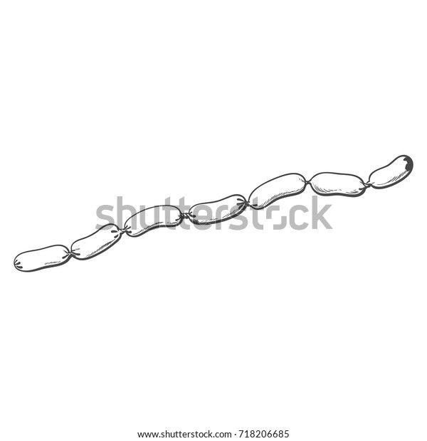 Vector Sketch Sausages Chain Cartoon Isolated Stock Vector (Royalty ...