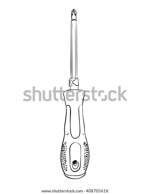 Vector Sketch Screwdriver Hand Draw Illustration Stock Vector (Royalty ...