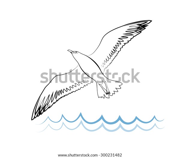 Vector Sketch Sea Gull Stylized Logo Stock Vector (Royalty Free ...