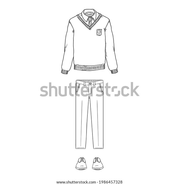 Vector Sketch Set School Uniform Clothes Stock Vector (Royalty Free ...