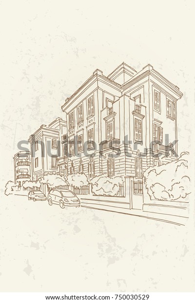 Vector Sketch Street Scene Rome Italy Stock Vector (Royalty Free ...