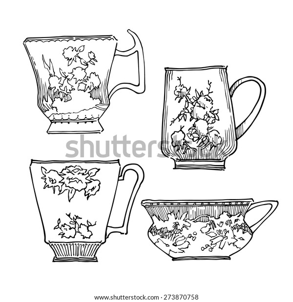Vector Sketch Tea Service Stock Vector (Royalty Free) 273870758 ...