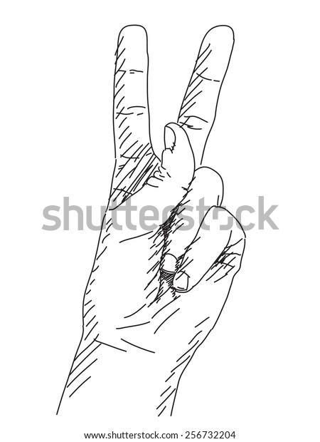 Vector Sketch Victory Sign Hand Drawn Stock Vector (Royalty Free) 256732204
