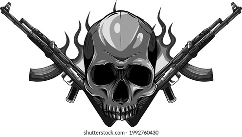 Vector Skull Machine Guns Kalashnikov Ak47 Stock Vector (Royalty Free ...