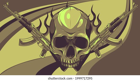 Vector Skull Machine Guns Kalashnikov Ak47 Stock Vector (Royalty Free ...