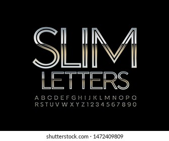 Vector Slim Letters Numbers Silver Uppercase Stock Vector (Royalty Free ...