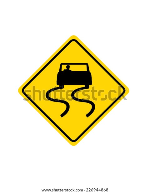 Vector Slippery When Wet Road Sign Stock Vector (Royalty Free) 226944868
