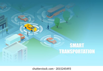 Vector Smart City Public Transportation Cars Stock Vector (Royalty Free ...
