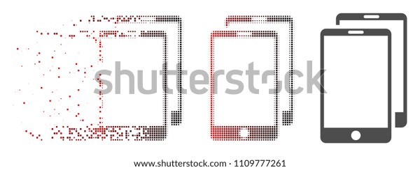 Vector Smartphones Icon Fractured Pixelated Halftone Stock Vector ...