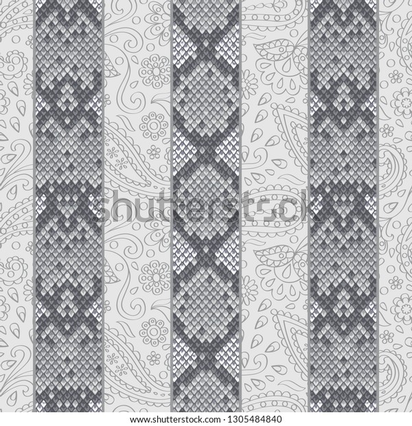 Vector Snakeskin Geometric Seamless Pattern Gray Stock Vector (Royalty ...