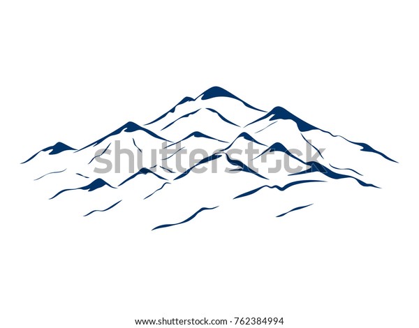 vector snow mountains peak logo landscape outline illustration