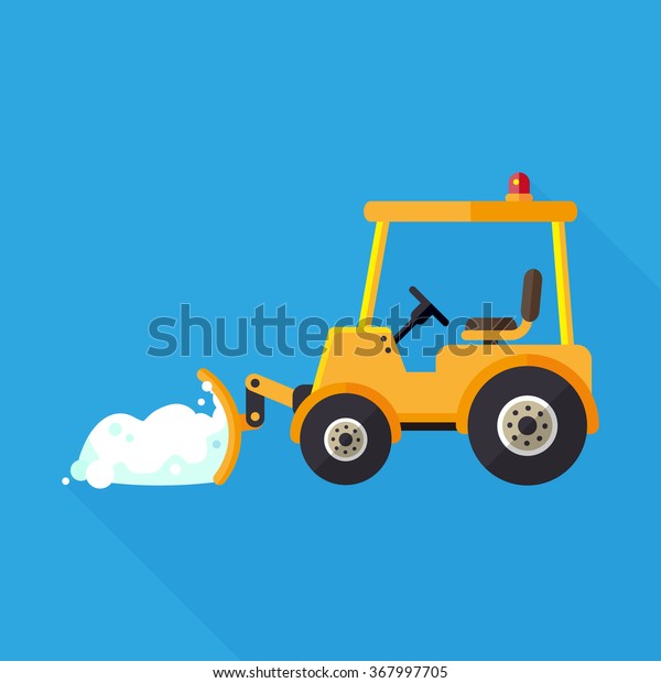 Vector Snow Tractor Snowdrift Plow Flat Stock Vector (Royalty Free ...
