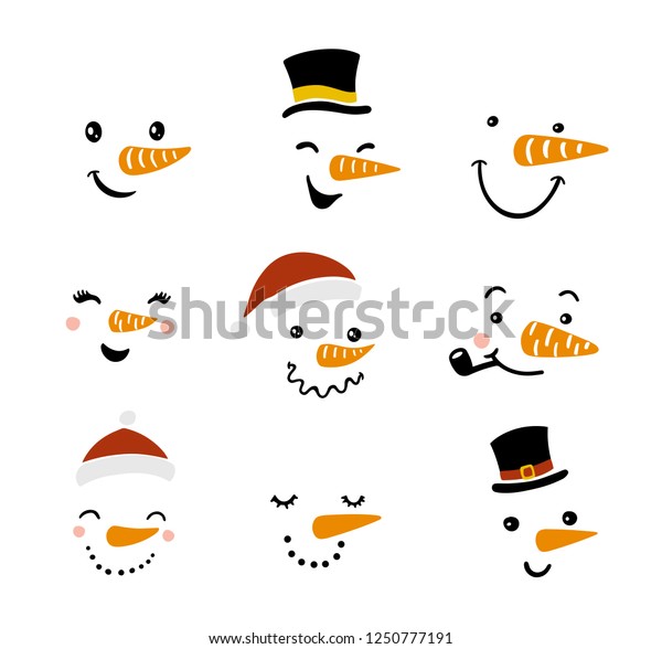 Vector Snowman Illustration Set Funny Cartoon Stock Vector (Royalty ...