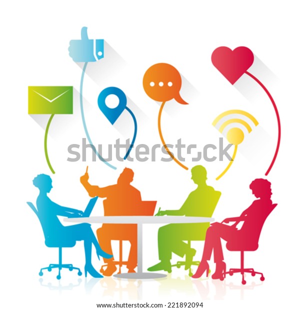 Vector Social Business Meeting Stock Vector (Royalty Free) 221892094 ...