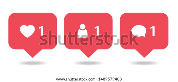 Vector Social Media Icons Red Flat Stock Vector (Royalty Free ...