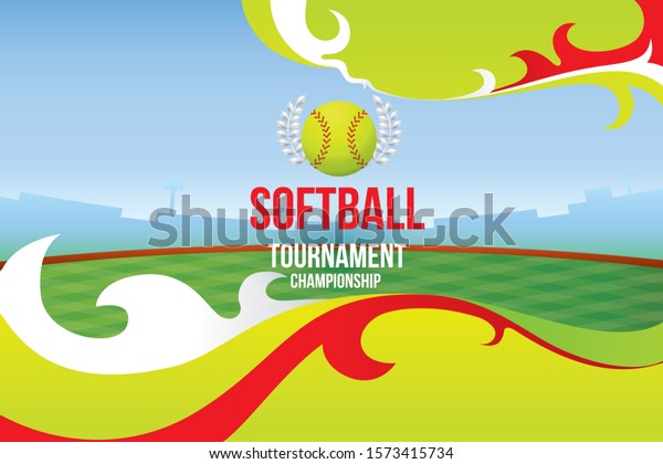 Vector Softball Championship Design Field Background Stock Vector ...