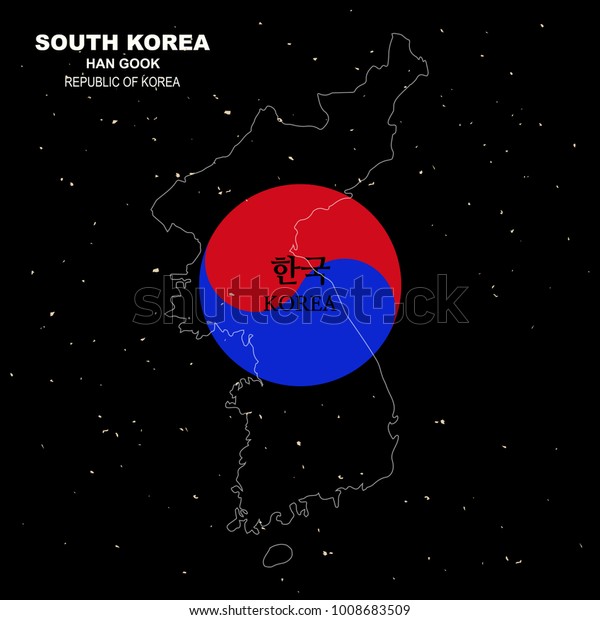 Vector South Korea Map Korean Hangul 스톡 벡터(로열티 프리) 1008683509