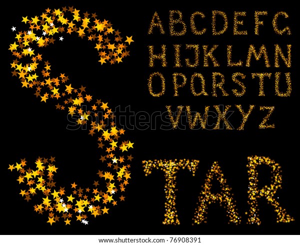 Vector Sparkle Alphabet On Black Background Stock Vector (Royalty Free ...