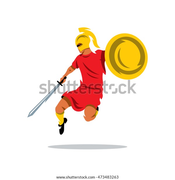 Vector Spartan Warrior Cartoon Illustration Man Stock Vector (Royalty ...