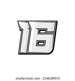 Vector Sports Numbers 16 Simple Design Stock Vector (Royalty Free ...