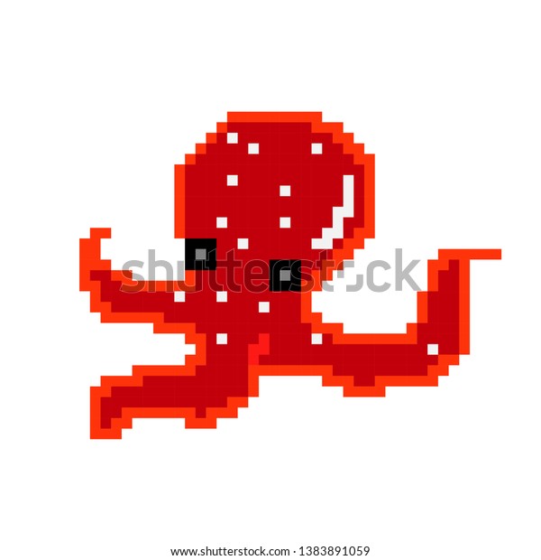 Vector Squid Pixel Art Color Stock Vector (Royalty Free) 1383891059
