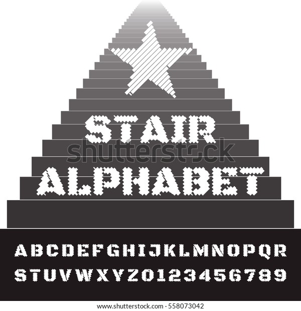 Vector Stair Font Stair Alphabet Stock Vector (Royalty Free) 558073042