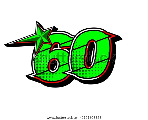 Vector Star Racing Number 60 Flat Stock Vector (Royalty Free ...