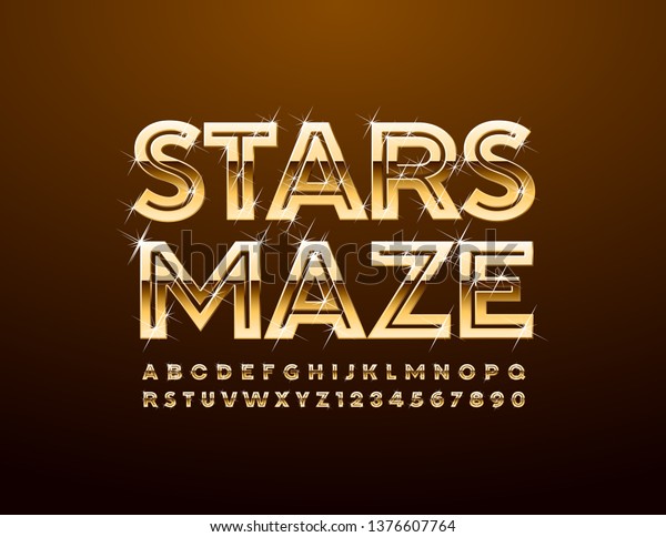 Vector Stars Maze Alphabet Set Golden Stock Vector (Royalty Free ...