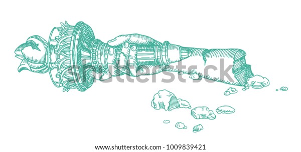 Vector Statue Liberty Fallen Empire Usa Stock Vector (Royalty Free ...