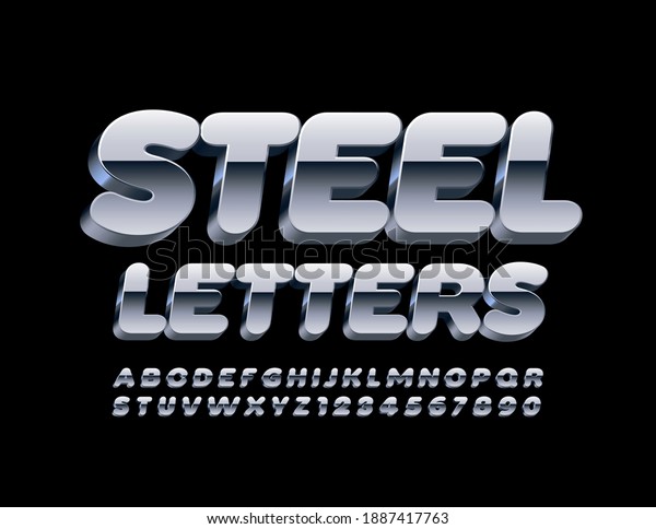 Vector Steel Alphabet Letters Numbers Set Stock Vector (Royalty Free ...