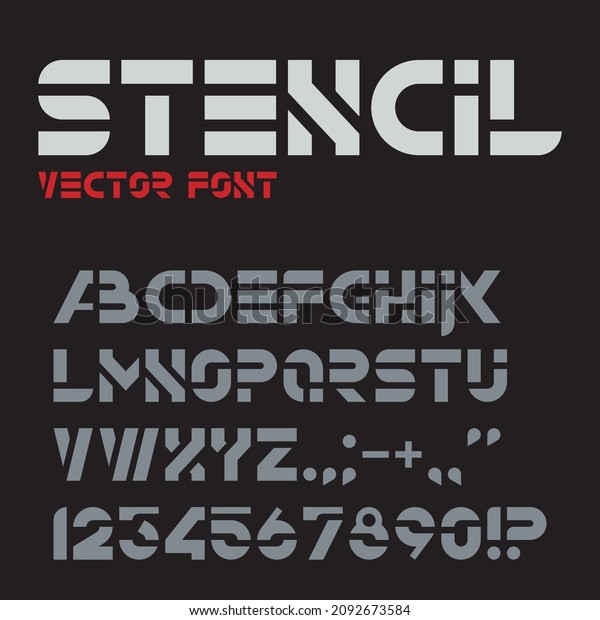 Vector Stencil Font Monochrome Alphabet Letters Stock Vector (Royalty ...