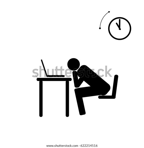Vector Stick Figure Icon Tired Man Stock Vector (Royalty Free) 622214516