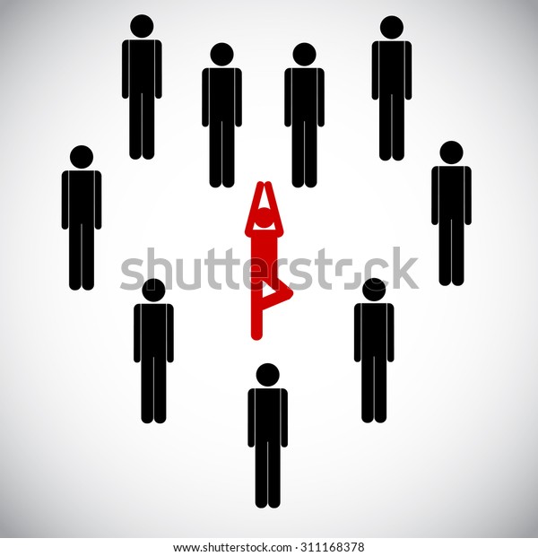Vector Stick Man Crowd Yogi Tree Stock Vector (Royalty Free) 311168378 ...