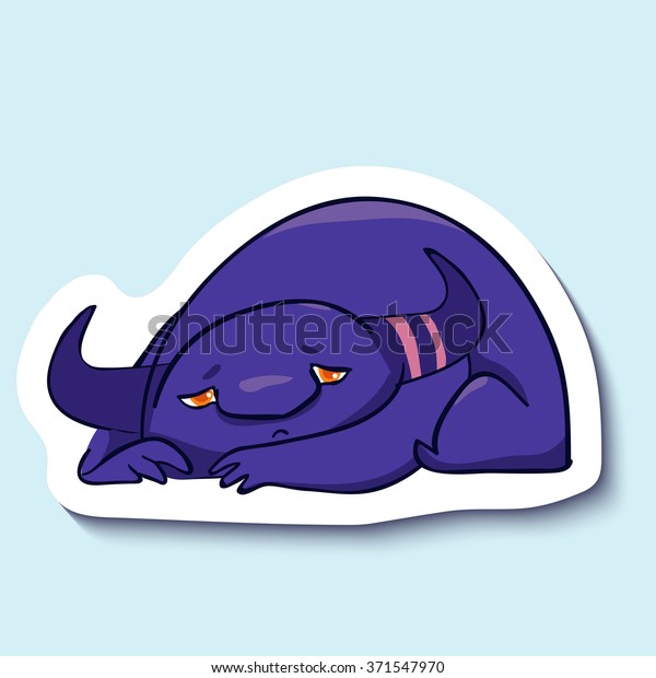 Vector Sticker Cute Sad Monster On Stock Vector (Royalty Free) 371547970