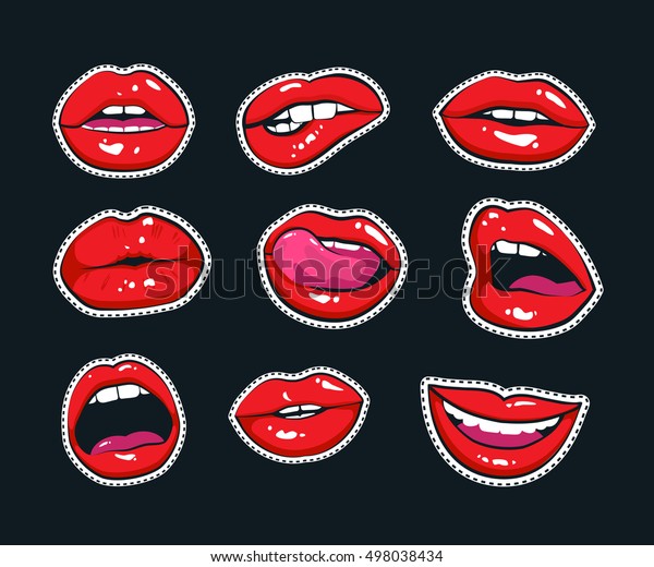 Kit de adhesivos vectoriales de labios: vector de stock (libre de ...