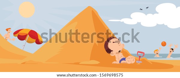 Vector Stock Illustration Funny People Beach Stock Vector (Royalty Free ...