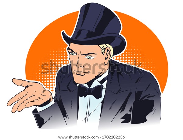 Vector Stock Illustration Gentleman Shows Open Stock Vector (Royalty ...