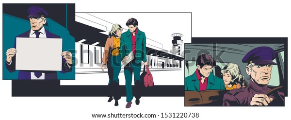 Vector Stock Illustration Limousine Driver Meets Stock Vector (Royalty ...