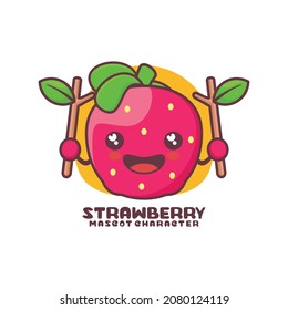 Vector Strawberry Cartoon Mascot Suitable Logos Stock Vector (Royalty ...