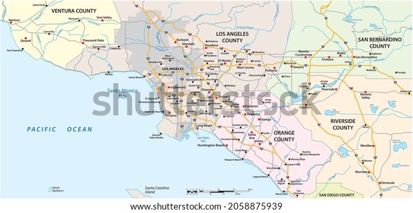 Vector Street Map Greater Los Angeles Stock Vector (Royalty Free ...