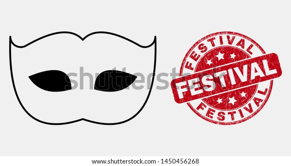 Vector Stroke Private Mask Pictogram Festival Stock Vector (Royalty ...