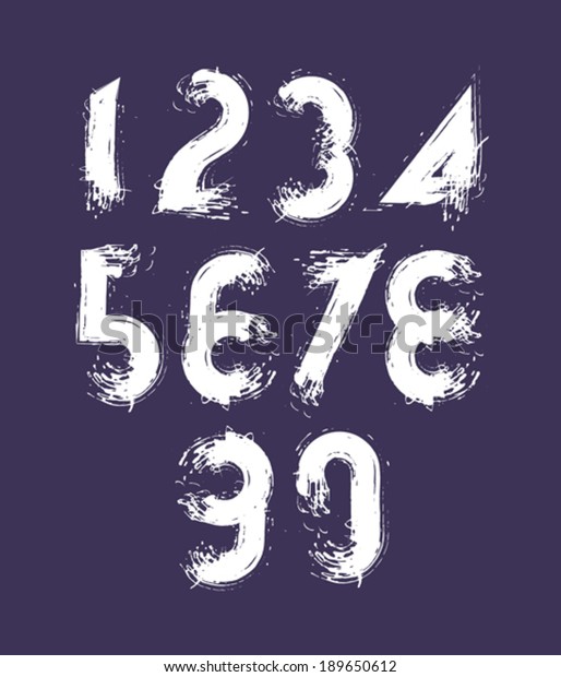 Vector Stylish Brush Digits Handwritten Numerals Stock Vector (Royalty ...