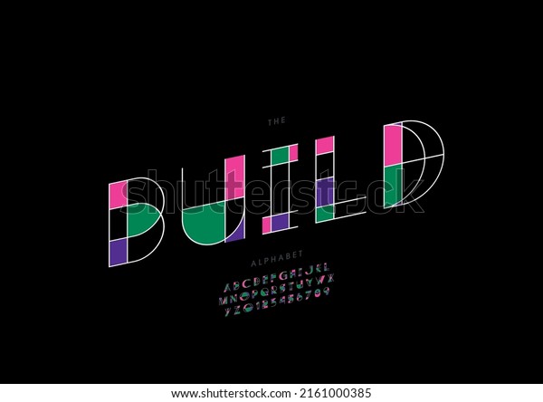 Vector Stylized Build Alphabet Font: เวกเตอร์สต็อก (ปลอดค่าลิขสิทธิ์ ...