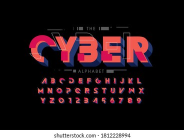 Vector Stylized Cyber Font Alphabet Stock Vector (Royalty Free ...