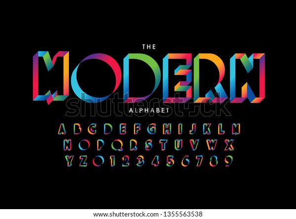 Vector Stylized Modern Font Alphabet 库存矢量图（免版税）1355563538 | Shutterstock