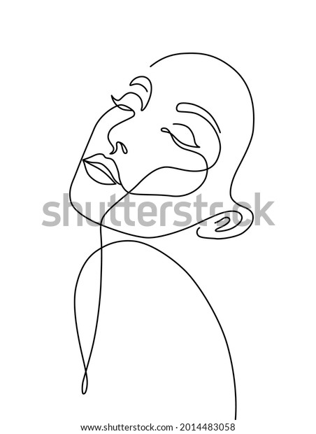 Vector Stylized Woman Faces Modern Single Stock Vector (Royalty Free ...