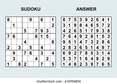 Vector Sudoku Answer 71 Puzzle Game Stock Vector (Royalty Free ...
