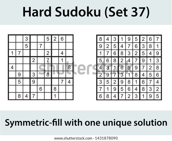 Vector Sudoku Puzzle Solution Hard Level 库存矢量图(免版税)1431878090